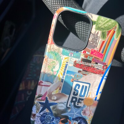 Coconut Girl Collage Aesthetic Phone Case, Ocean Beach Inspired, iPhone 15 14 13 12 11 Pro Max 8 ...