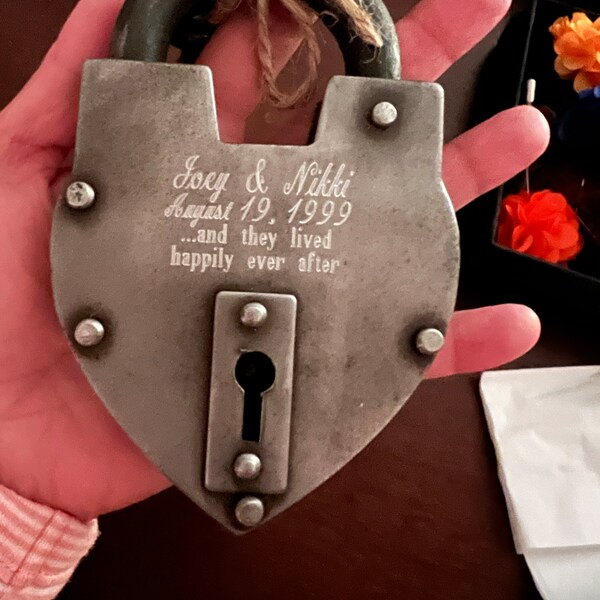 Personalized Custom Hand-forged Love Lock silver Engraved Padlock ...