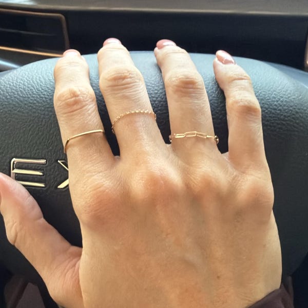 Chain Ring / Flat Bar Link Chain Eternity Band Ring / Gold Rings ...