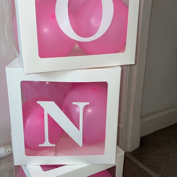 A-Z 0-9 Custom Balloon Box Personalised Blocks Boy Girl Baby Shower ...