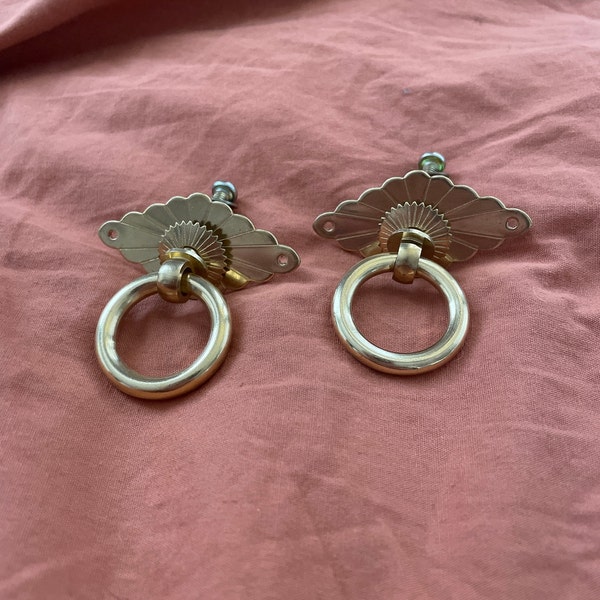 Vintage Drop Ring Pull Backplate Pulls Handles Drawer Pull Handle ...