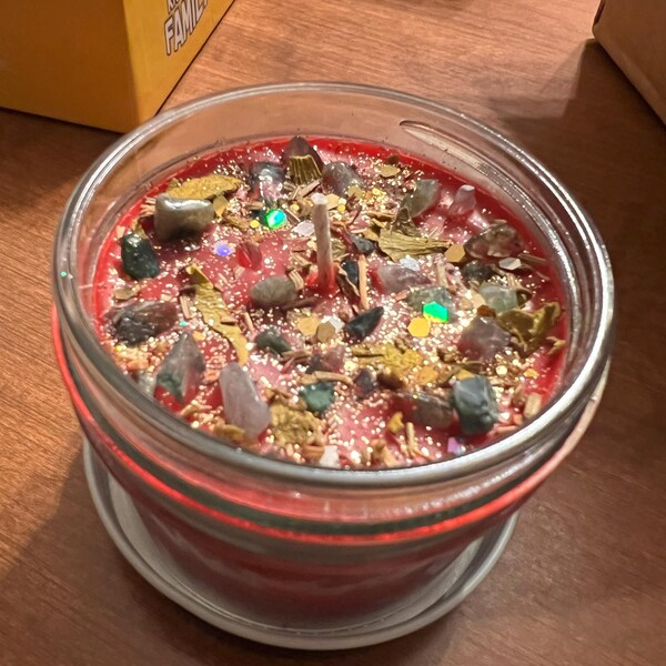 Bee Happy Candle, Positive Energy Candles, Crystal & Herb Candle, Soy ...