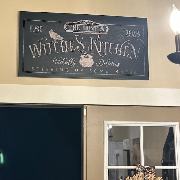 Personalized Witches Kitchen Sign, Stirring up Magic, Kitchen Wall ...