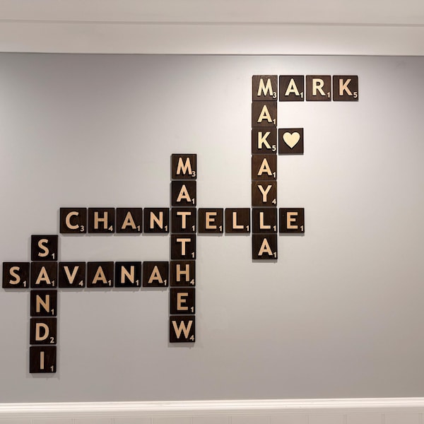 Personalized Wooden Scrabble Tiles – Custom Name Wall Decor, Rustic ...