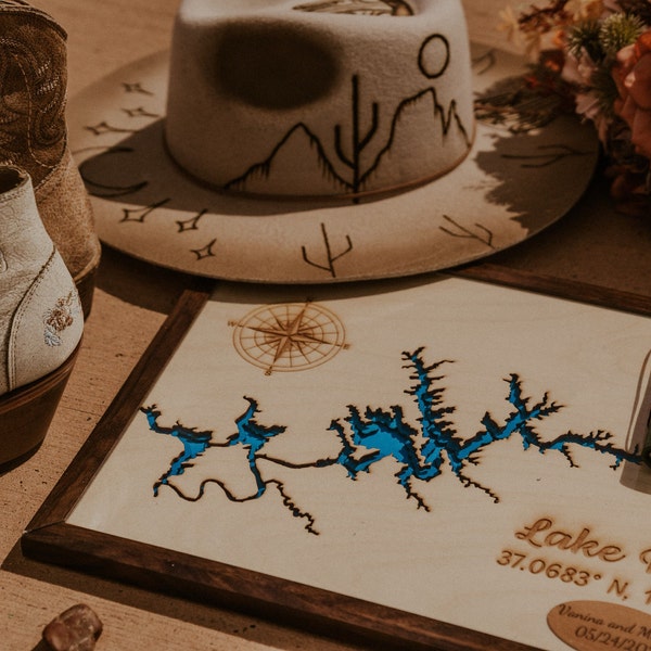 Custom Lake Lure Laser Cut Map With 3D Lake Depth Layers - Unique Wall ...
