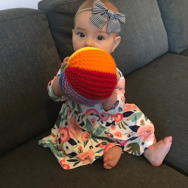Hand-knit Baby Rattle Toy Ball, Baby Shower Gift, Baby Toys, Nursery ...