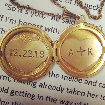 Personalized Locket, Bridesmaid Jewelry, Custom Date, Monogram, Initial ...