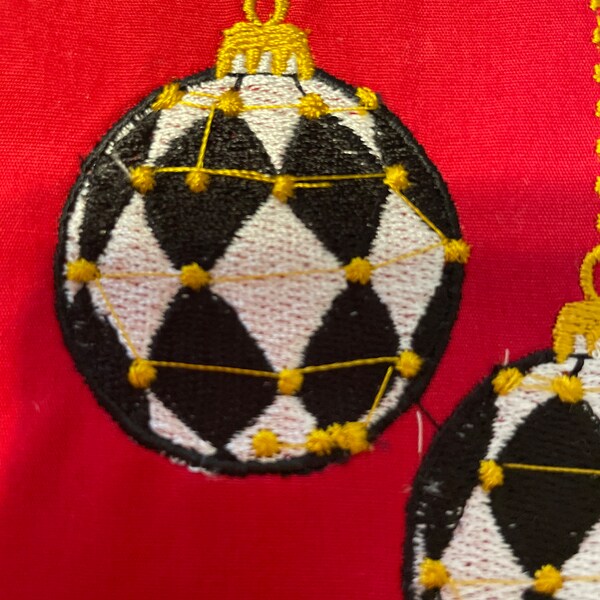 Checkered Christmas Balls Machine Embroidery Design - Etsy