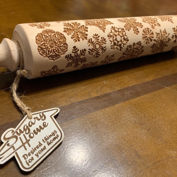 Wooden Rolling Pin "tracery Flower" Design Laser Cut Pattern Embossing ...