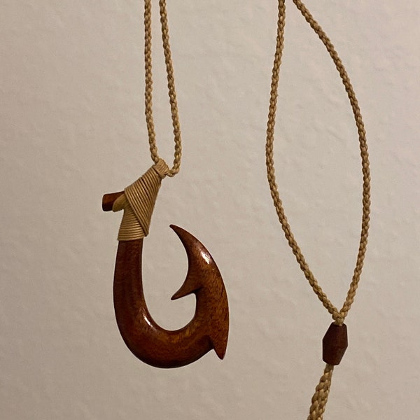 Genuine Koa Wood Traditional Polynesian Design Fish Hook New Zealand ...
