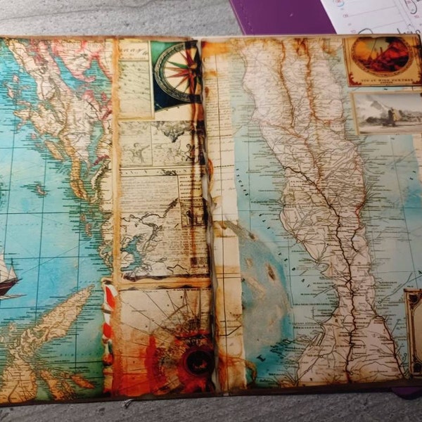 Vintage Maps Junk Journal Pages, Digital Scrapbook Paper Kit, Travel ...