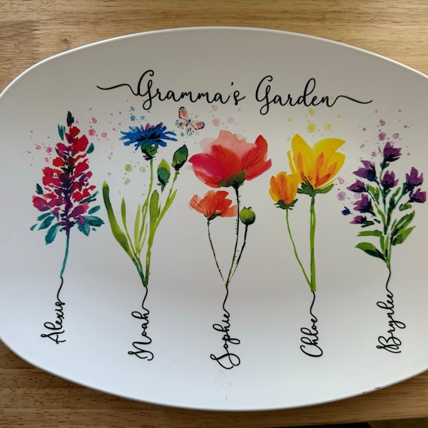 Custom Grandma's Garden Plate With Grandkids Names, Family Name ...