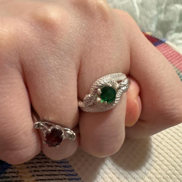 Ouroboros 925K Oxidized Silver Ring, Emerald Snake Silver Ring, Goth ...