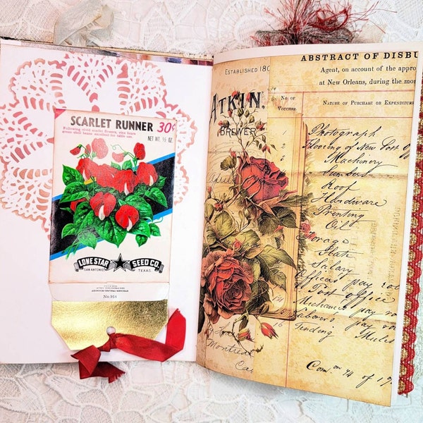 Junk Journal Printable, Vintage Red Roses , Vintage Journal Pages, Red ...
