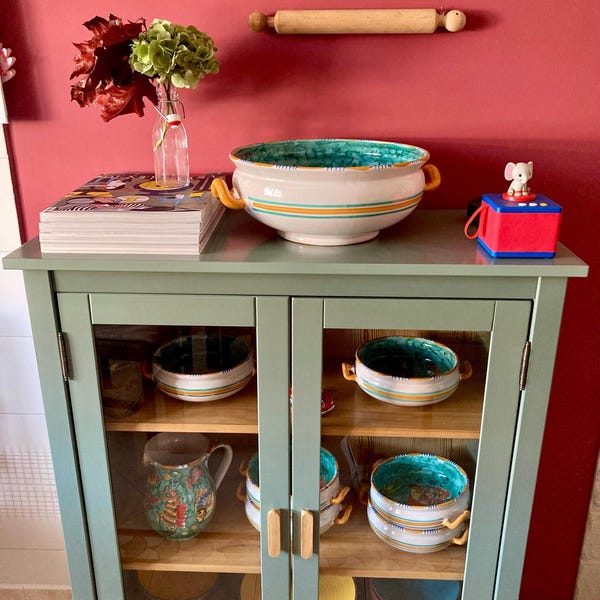 H04 Line Wooden Handles, Solid Oak, Circle Ends, Long Cabinet Pulls ...
