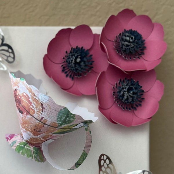 Mini Anemone Template Paper Flower Small/medium/large PNG SVG DXF ...