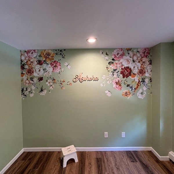 Floral Corner Wall Decals: Wild Garden Nursery Decor - Etsy