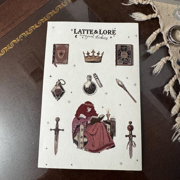 Medieval Queen, King and Witch Sticker Sheet | Cozy Whimsical Fantasy ...