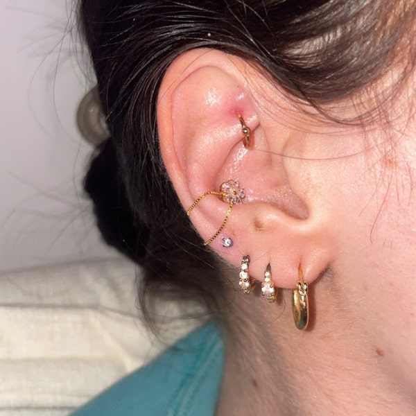 ASTM F136 Pear Flower Titanium Conch Earring, Conch Labret, Internally ...