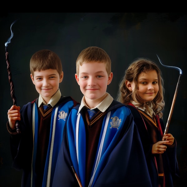 Personalised Magician Family Portrait, Customised Digital Art, Magic ...
