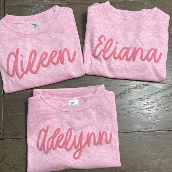 Girl's Pink Puff Personalized Sweatshirt, Pink Sweatshirt, Youth ...
