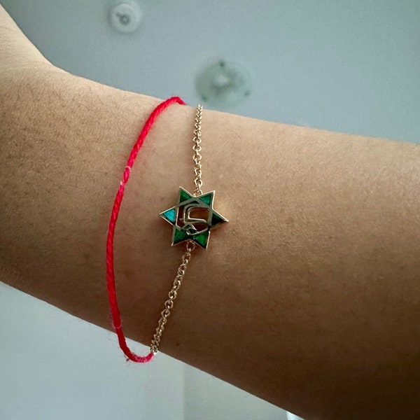 14k Gold Star of David Pendant, Eilat Stone, Magen David With Eilat ...