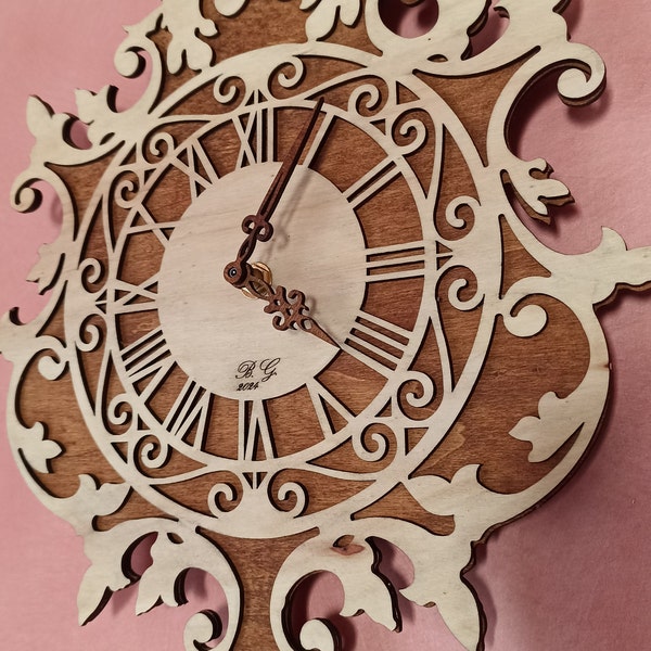 Wooden Laser Cut Wall Clock. Wood Carved Wall Clock. Cdr, Ai, Svg, Pdf ...