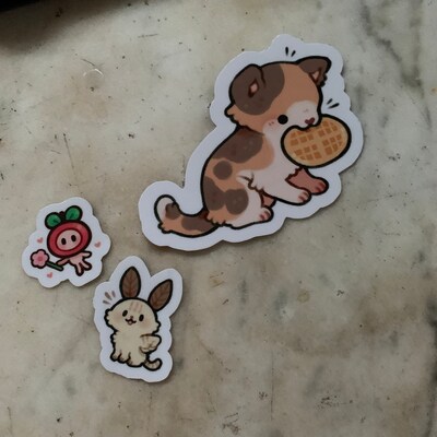 Waffle Cat Sticker / Cat Sticker / Kitten Sticker / Cute - Etsy