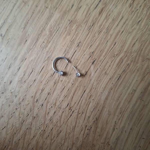20G 18G Push Pin Clear CZ Horseshoe Nose Ring/threadless Half Hoop Nose ...