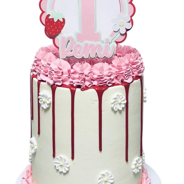 Strawberry Themed Cake Topper | Berry 1st Birthday | Strawberry Cake ...