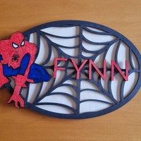 Spiderman Name Sign. Baby Door Hanger Hospital Boy. Spiderman Laser ...