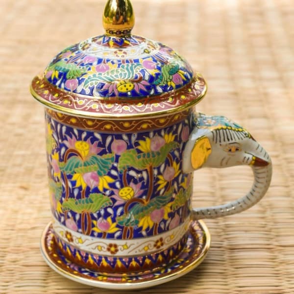 Hand-painted Pottery Form Thailand, Ceramic Jar With Lid, Benjarong Jar ...