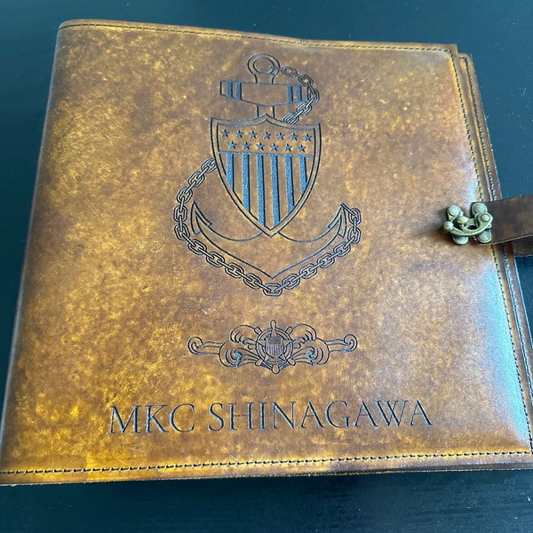 US Navy Officer - Leather Book Cover - Military Notebook Cover ...
