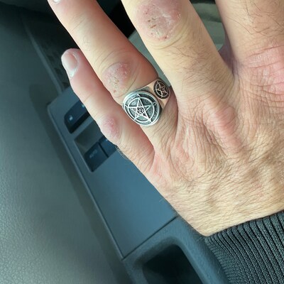 Sigil of Baphomet Inverted Pentagram Ring 925 Sterling Silver Occult Talisman Mystical Sacred ...