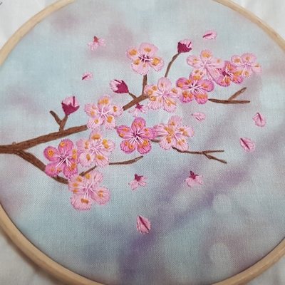 Blossom Embroidery Kit, Cherry Blossom Embroidery Kit, DIY Floral Hoop ...
