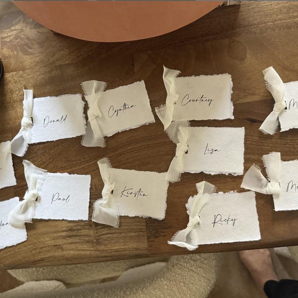 Handmade Paper Menu With Bow, Wedding Menus Handmade Paper, Deckled ...