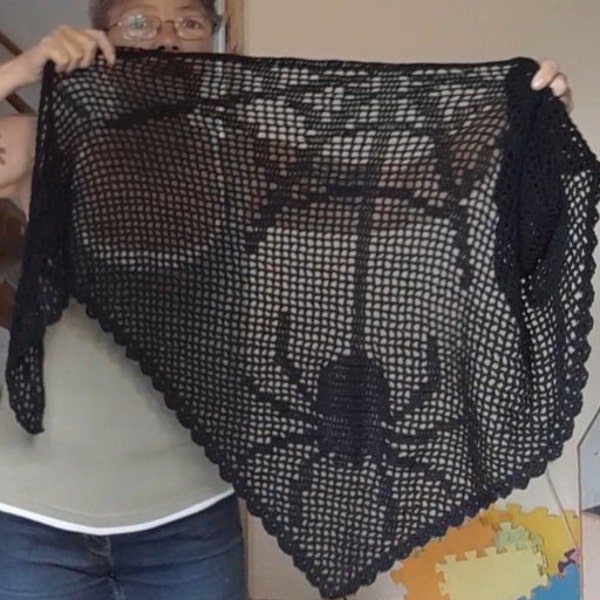 CROCHET PATTERN, Halloween Bat Shawl, Halloween Accessory, Filet Bat ...