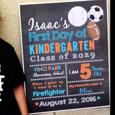 First Day of School Sign ANY Grade All Sports Back to School - Etsy