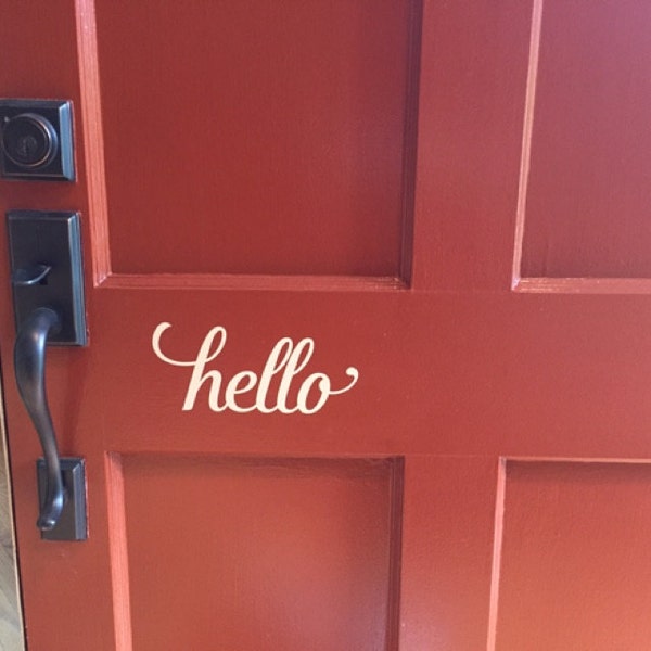 Front Door Decal, Personalized Decal, Custom Vinyl Lettering, Hello ...
