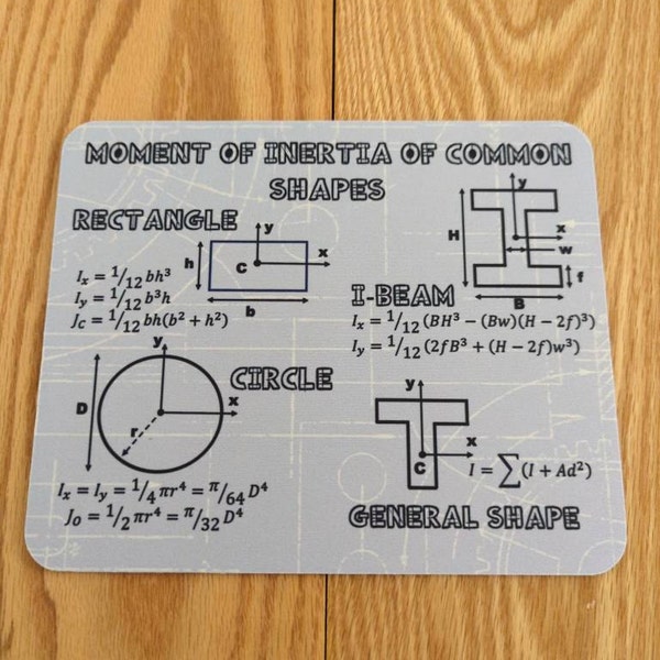 Engineer Mouse Pad: Moment of Inertia Blueprint Design - Etsy