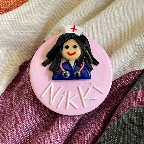 Custom Polymer Clay Nurse Name Badge - Personalised Gift for Nurses ...