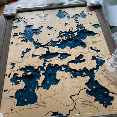 Cisco Chain of Lakes Map Custom Wood Map Art 3D Wall Art Contour Map ...