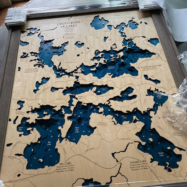 Cisco Chain of Lakes Map - Custom Wood Map - Art - 3D Wall Art ...