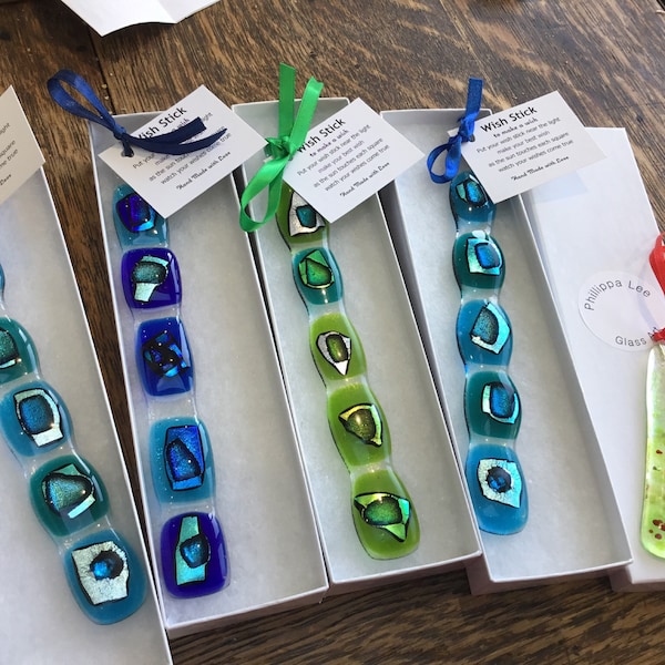 Fused Glass Green Wish Stick - Etsy