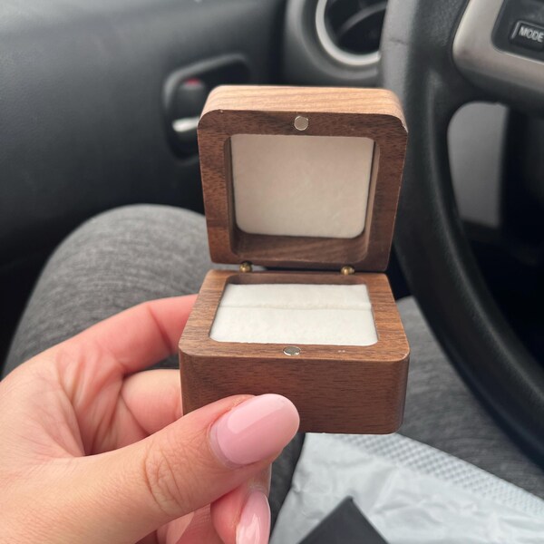 Rotating Engagement Ring Box, Custom Long Ring Box, Walnut Ring Box ...