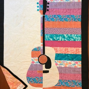 Digital Guitar Applique Quilt Pattern, "beautifully Acoustic" (67" X 57 ...