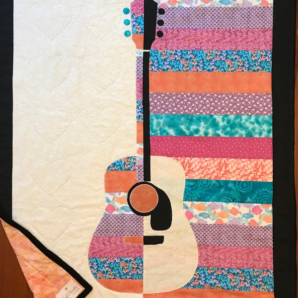 Digital Guitar Applique Quilt Pattern, "beautifully Acoustic" (67" X 57 ...