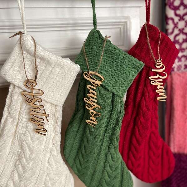 Stocking Name Tags Wooden Personalized Stocking Tag Fragile Nametag ...