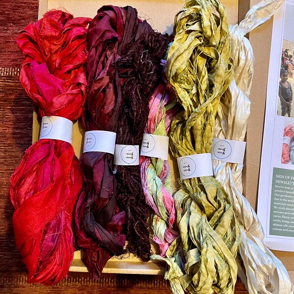 Sari Silk Ribbon, Beautiful Quality Very Vibrant Ribbon Yarn. 5 METRE ...
