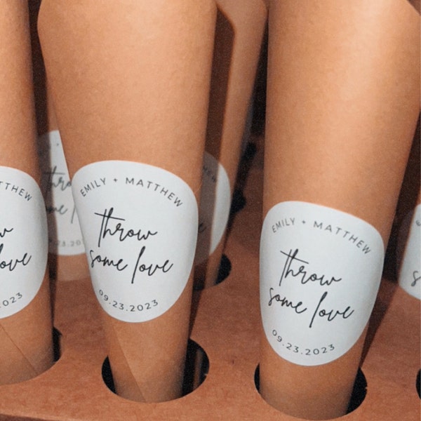 Throw Some Love Labels | 2 Inch Round White Matte Stickers | Wedding ...